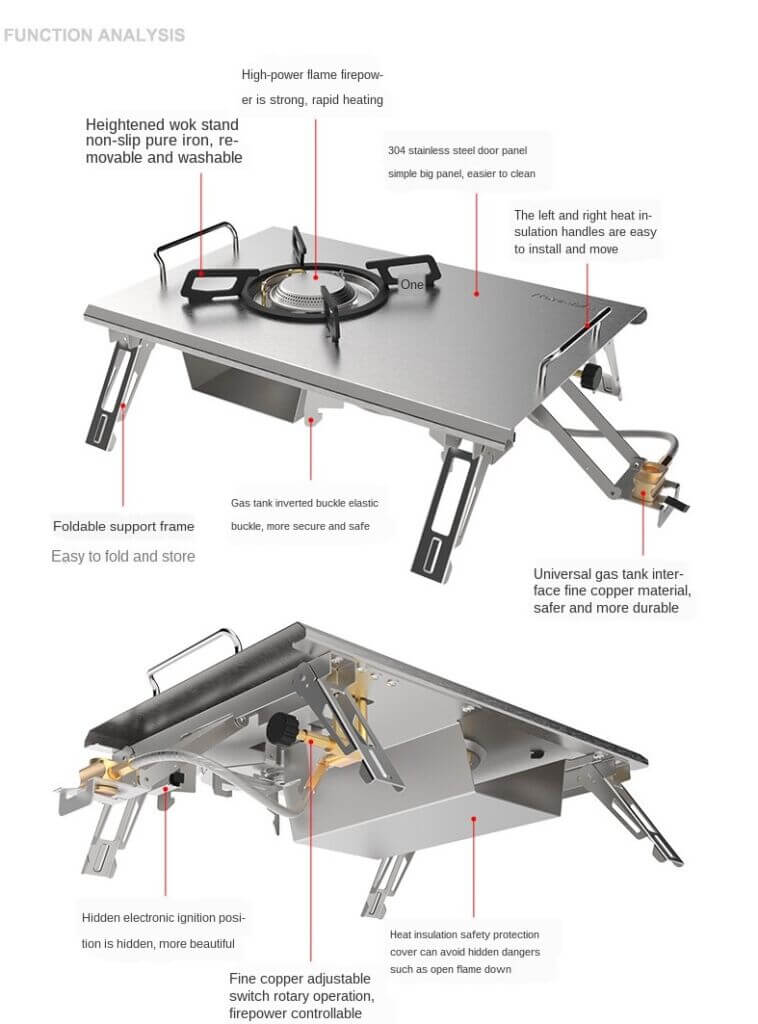 Naturehike Outdoor Desktop Stainless Steel Gas Stove 4500W — Alpinist