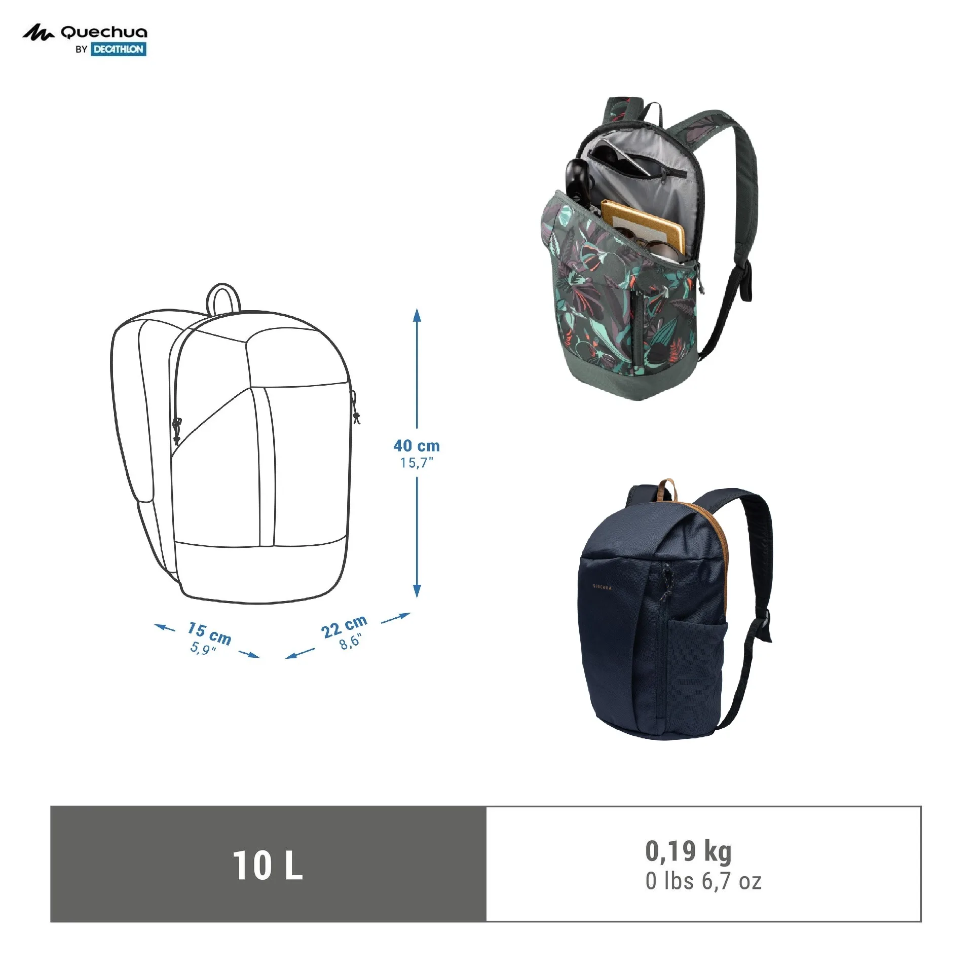 Decathlon QUECHUA NH120 Outdoor Day Hiking Backpack 10Ltr — Camping ...